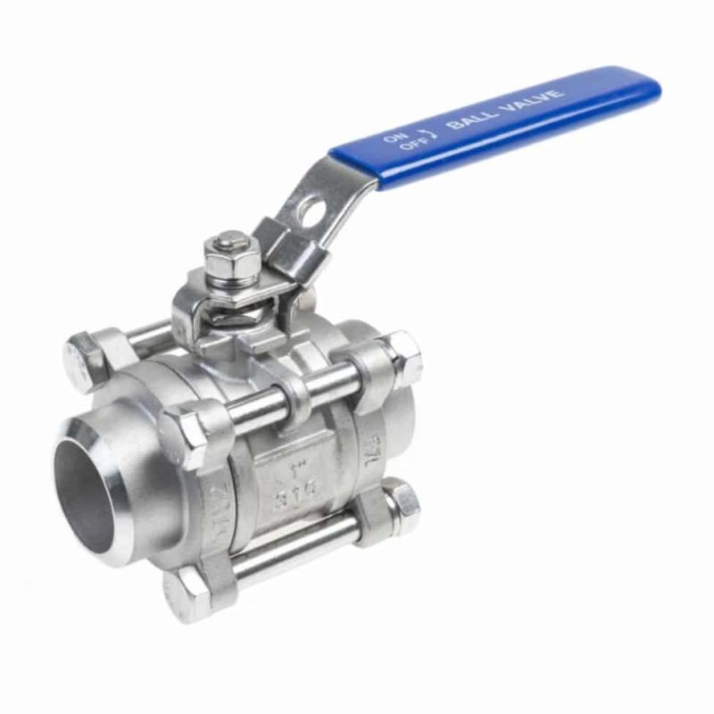 Kogelkraan 3-delig volle doorlaat met laseind, 1/4 inch RVS-316 (A4)