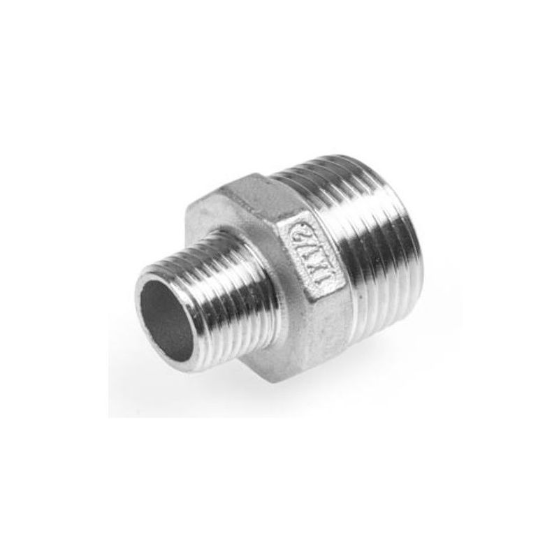 Verloopnippel BSP, 1/2 inch x 1/4 inch RVS-316 (A4)