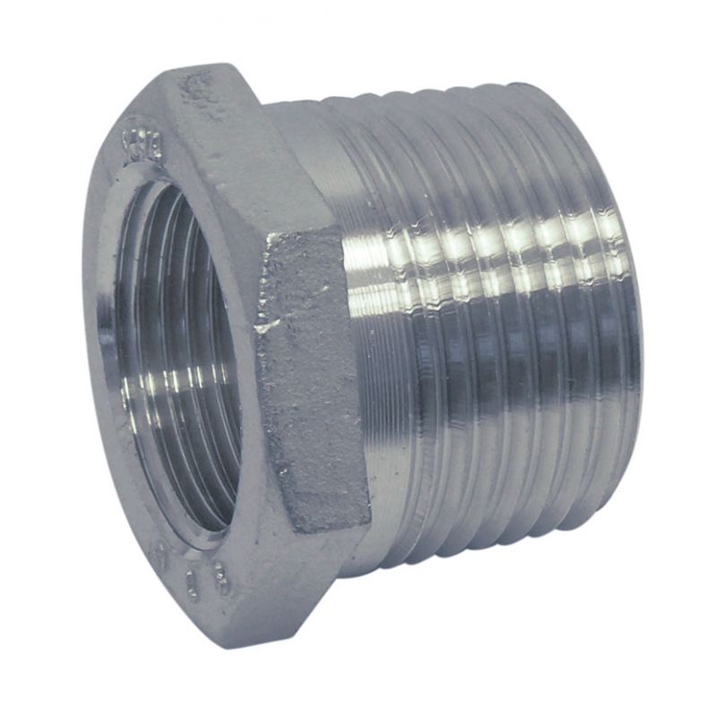 Koppelstuk met binnen- en buitendraad, 1/2 inch - 3/8 inch RVS-316 (A4)