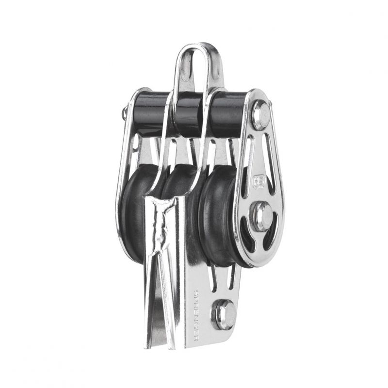 Sprenger katrol met glijlager drie wielen hanger hondsvot en V-klem RVS ...