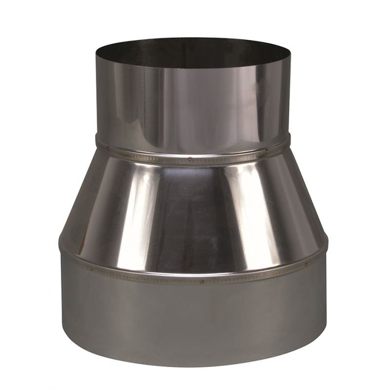 Verloopstuk enkelwandig 179 mm uitw. - 125 mm voor rookkanaal RVS-304