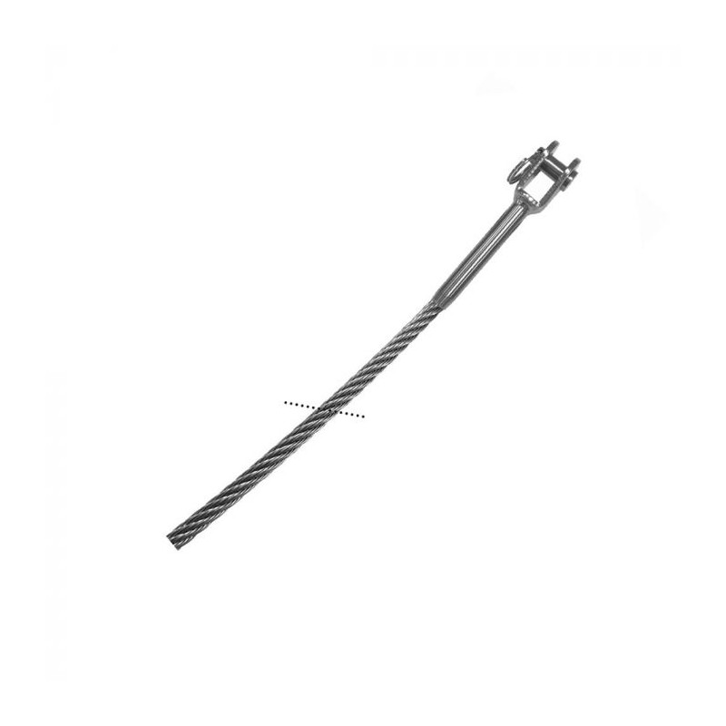 RVS kabel 4 mm 7 x 19 met 1 gaffel geassembleerd RVS-316