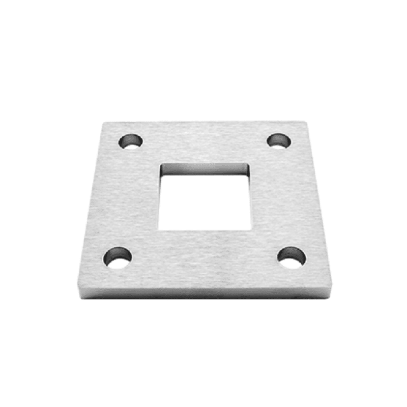 Ankerplaat 100 x 100 x 8 mm gat 40,3 x 40,3 mm RVS-304 mat geslepen