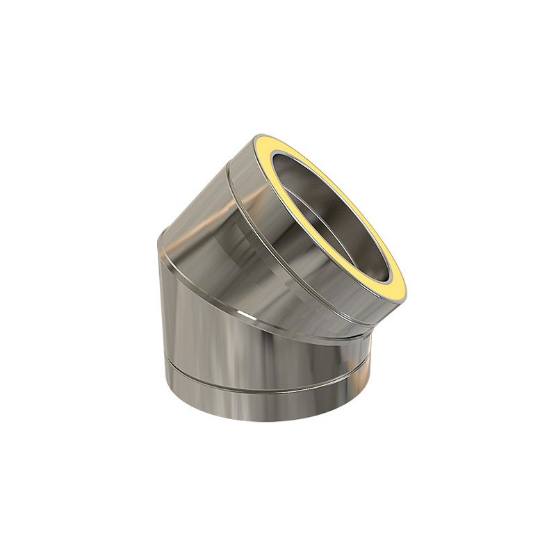 Bocht Ø200 mm 45° voor rookkanaal dubbelwandig RVS-304