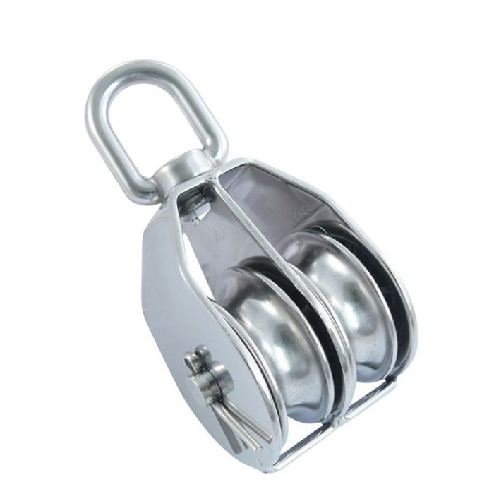 Dubbele katrol met warteloog en rol verwijderbaar voor touw 10 mm rol ...